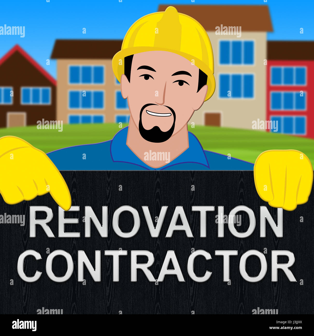 Renovation Contractor Means Make Over Home 3d Illustration Stock Photo ...
