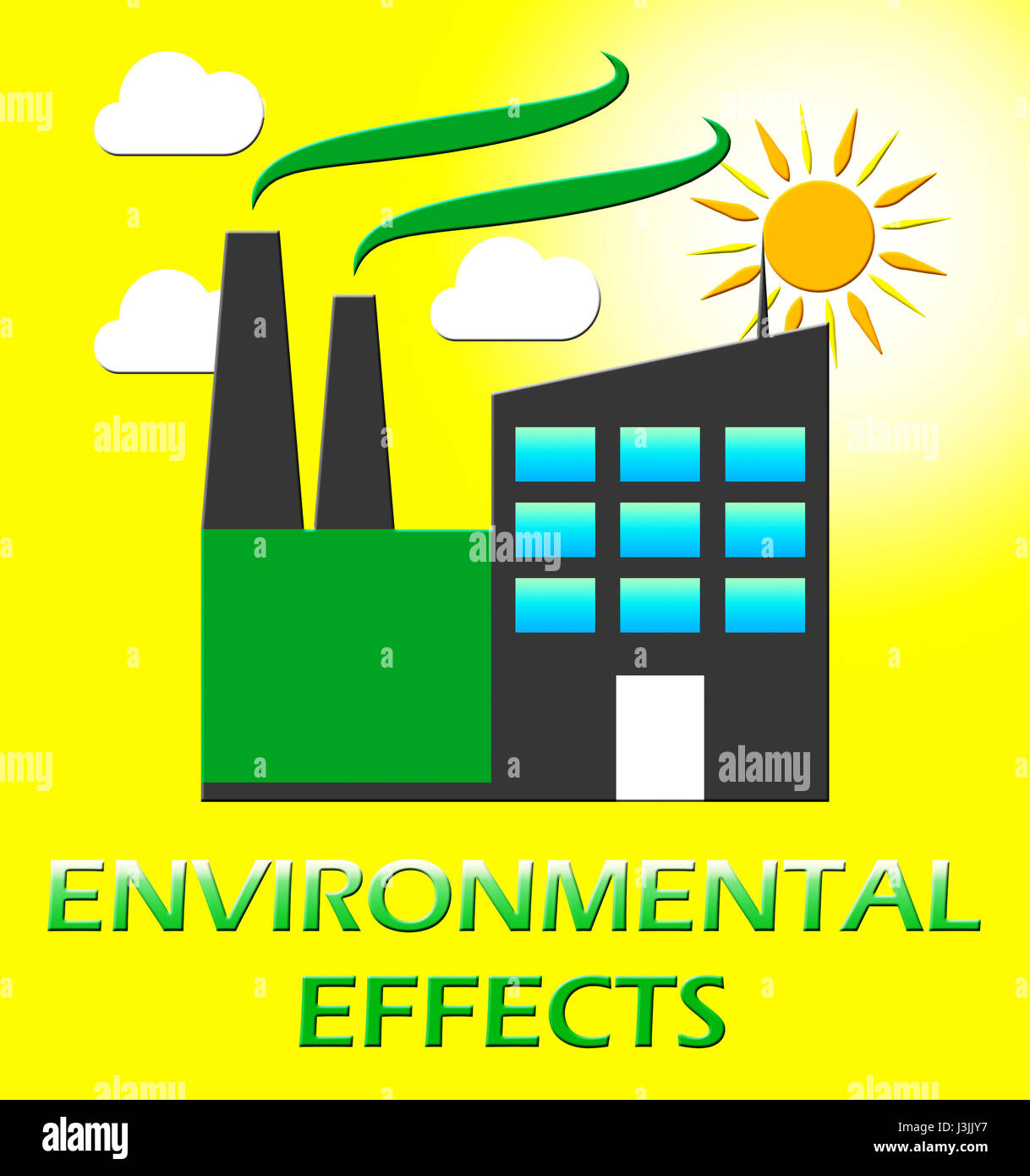 Environmental Effects Factory Represents Ecology Effect 3d Illustration ...