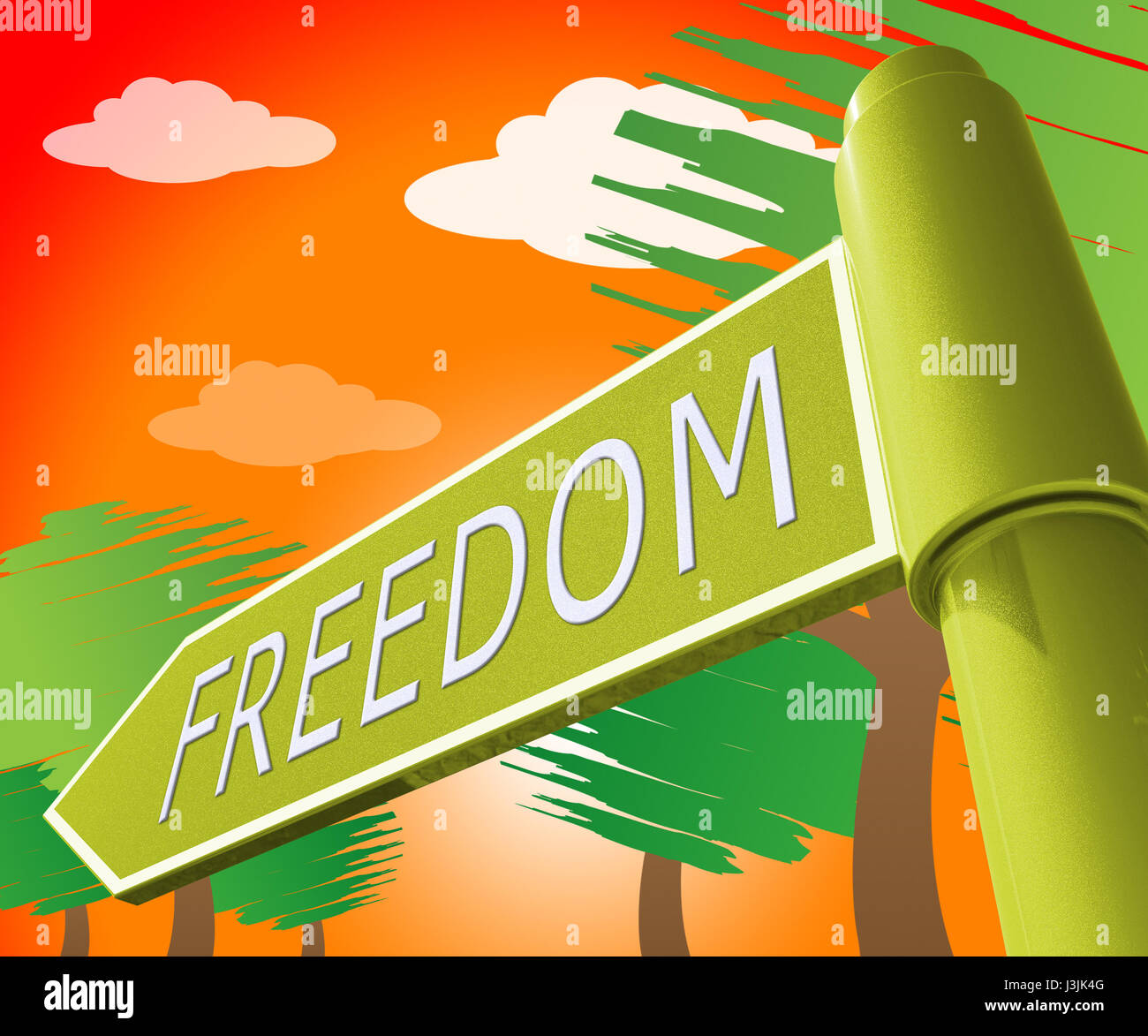 Freedom Road Sign Representing Get Away 3d Illustration Stock Photo - Alamy