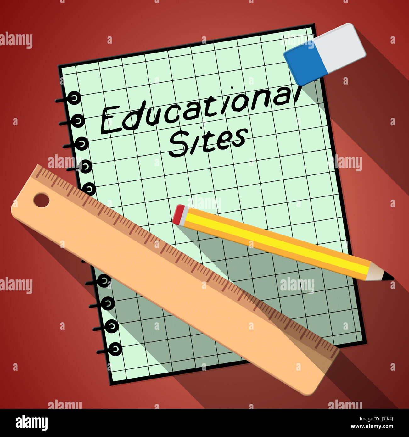 Educational Sites Notebook Represents Learning Websites 3d Illustration ...