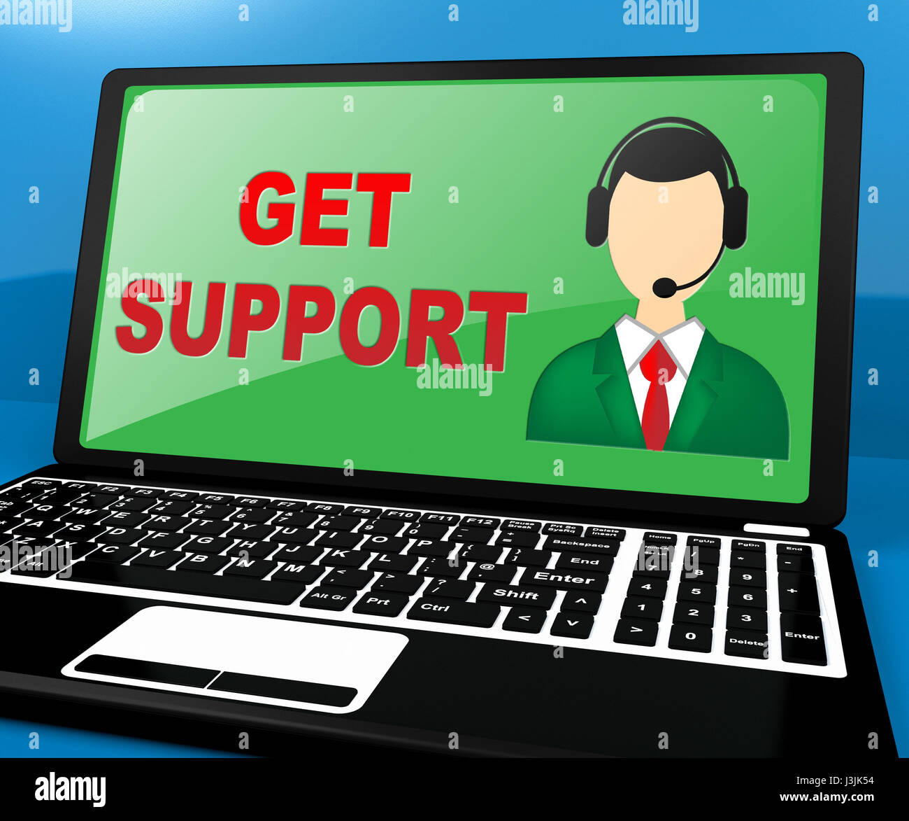 Get Support Laptop Shows Online Assistance 3d Illustration Stock Photo ...