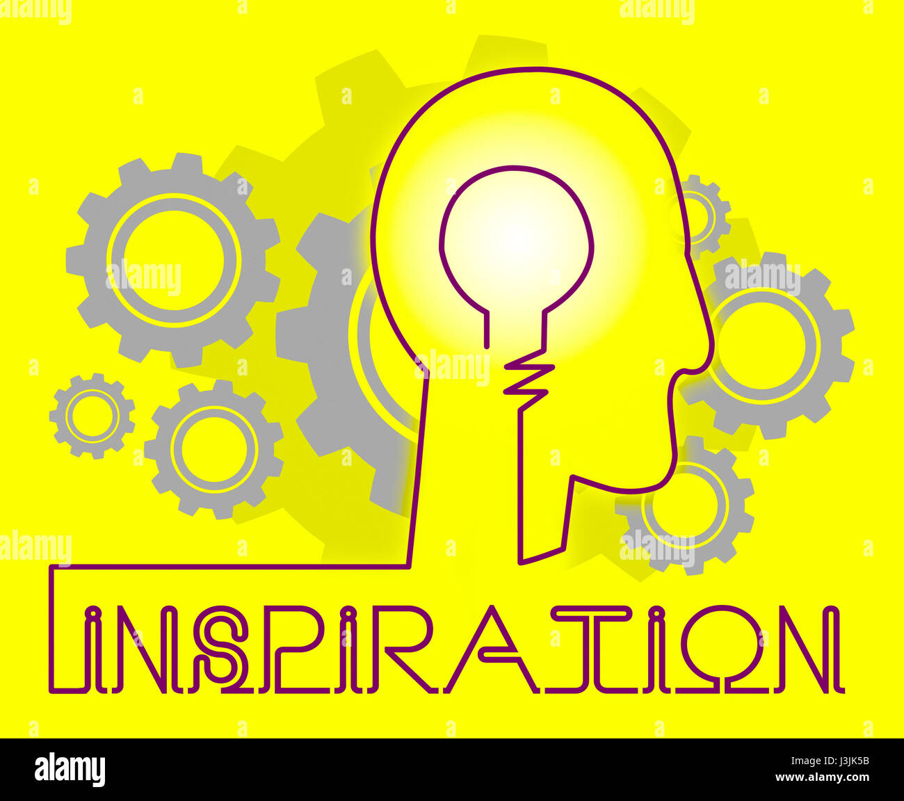 Inspiration Cogs Indicate Positive Motivate And Motivation Stock Photo ...