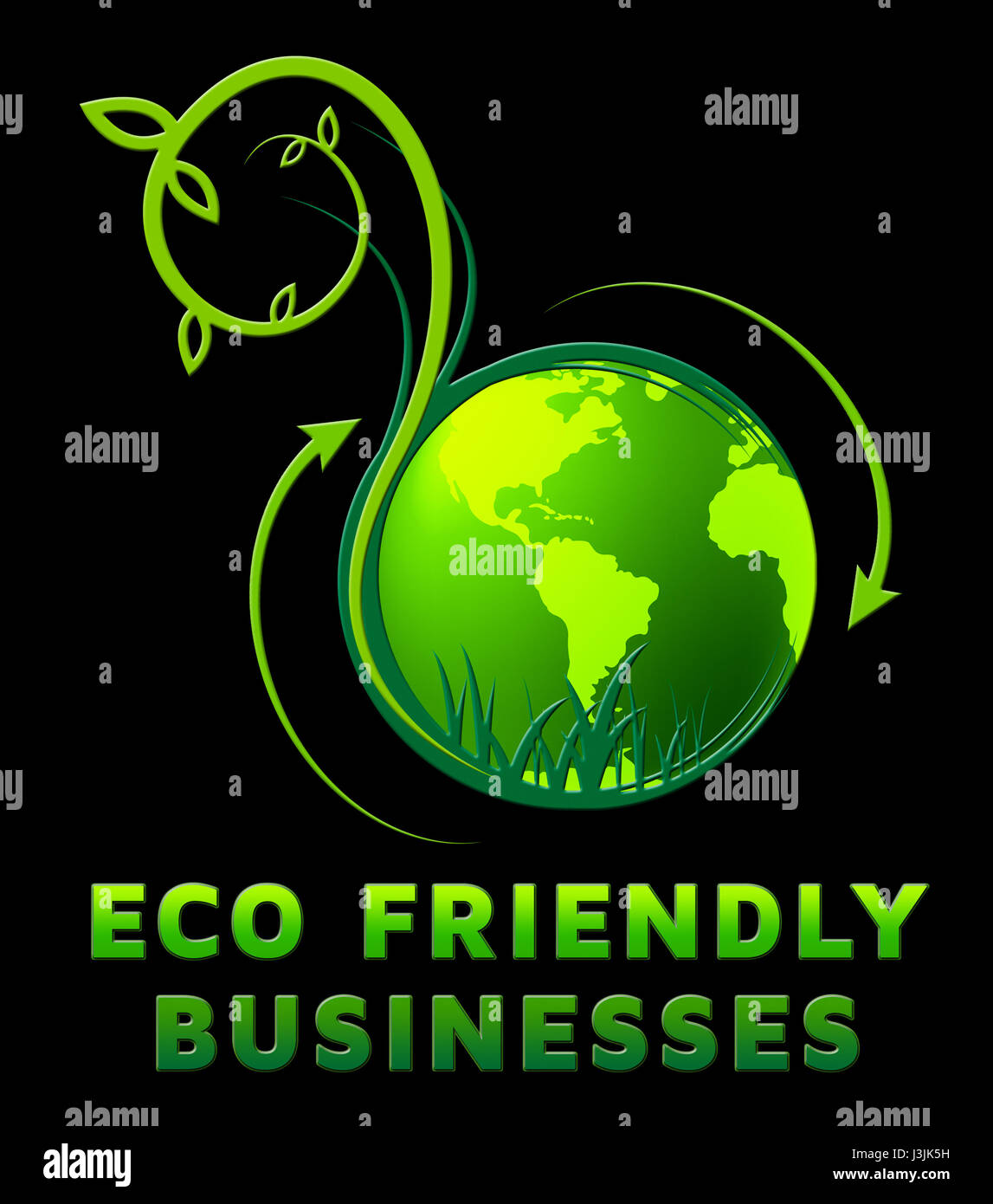 Eco Friendly Businesses Showing Ecological Comapny 3d Illustration ...