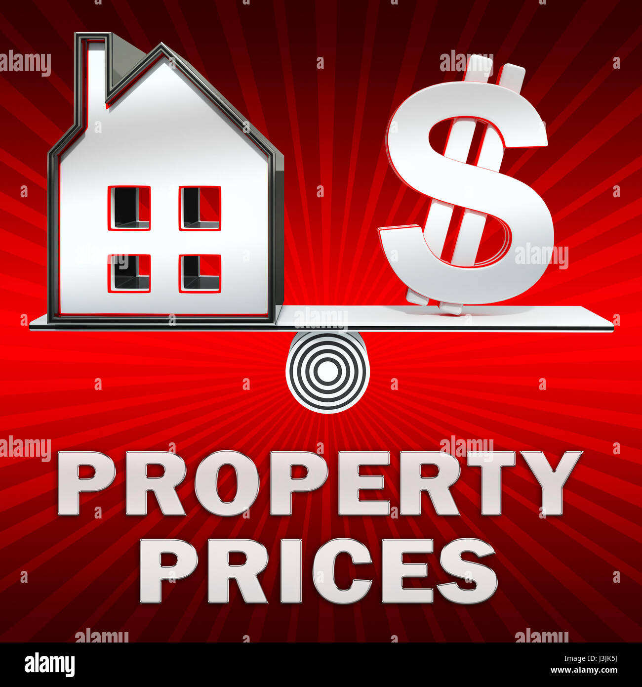 Property Prices Dollar Sign Displays House Cost 3d Illustration Stock ...