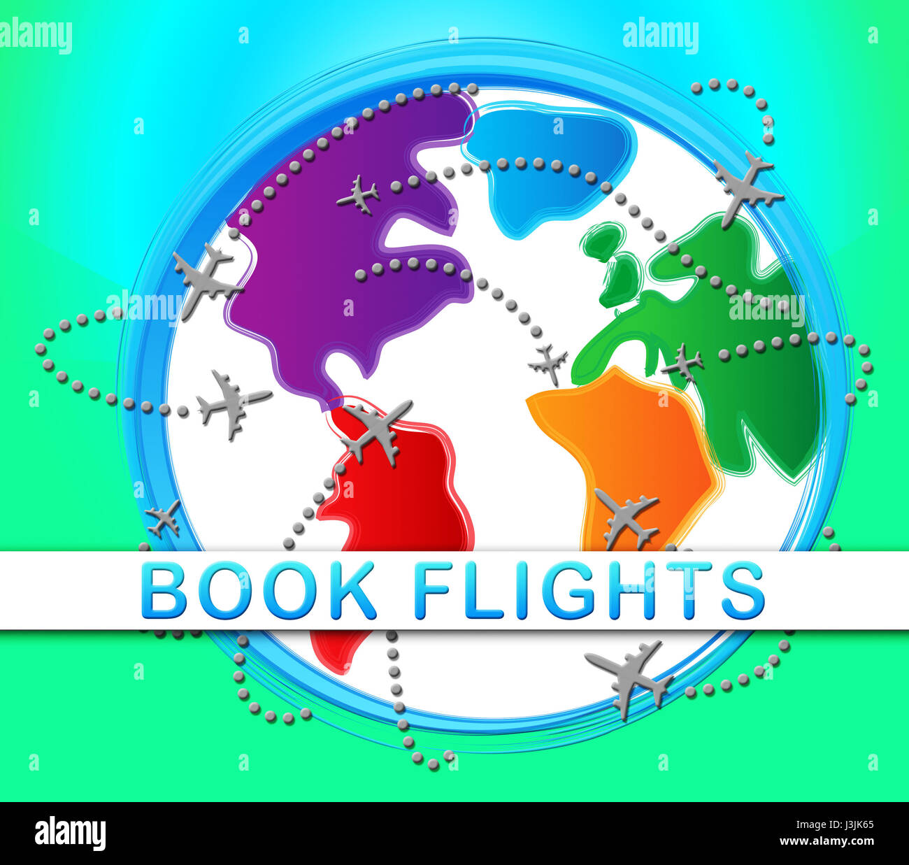 Book Flights Globe Showing Trip Reservation 3d Illustration Stock Photo ...