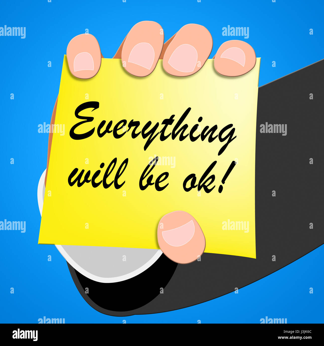 Everything Will Be Ok Message Note 3d Illustration Stock Photo - Alamy