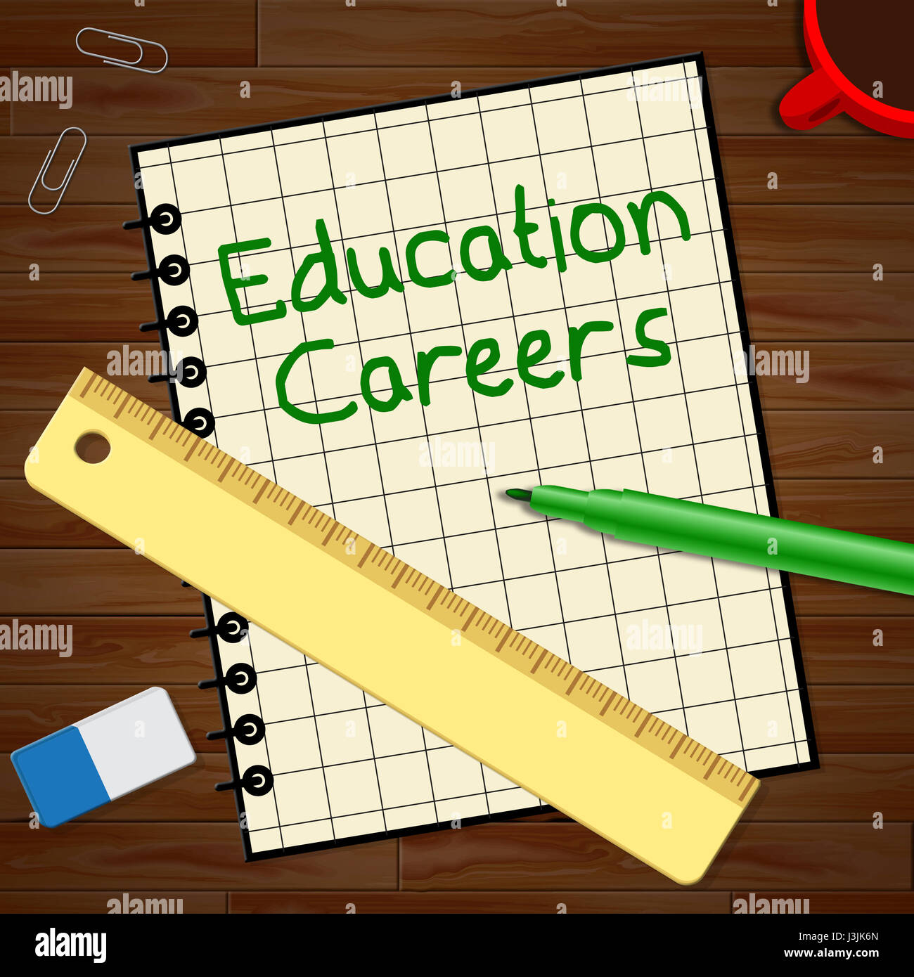 Education Careers Notebook Represents Teaching Jobs 3d Illustration ...