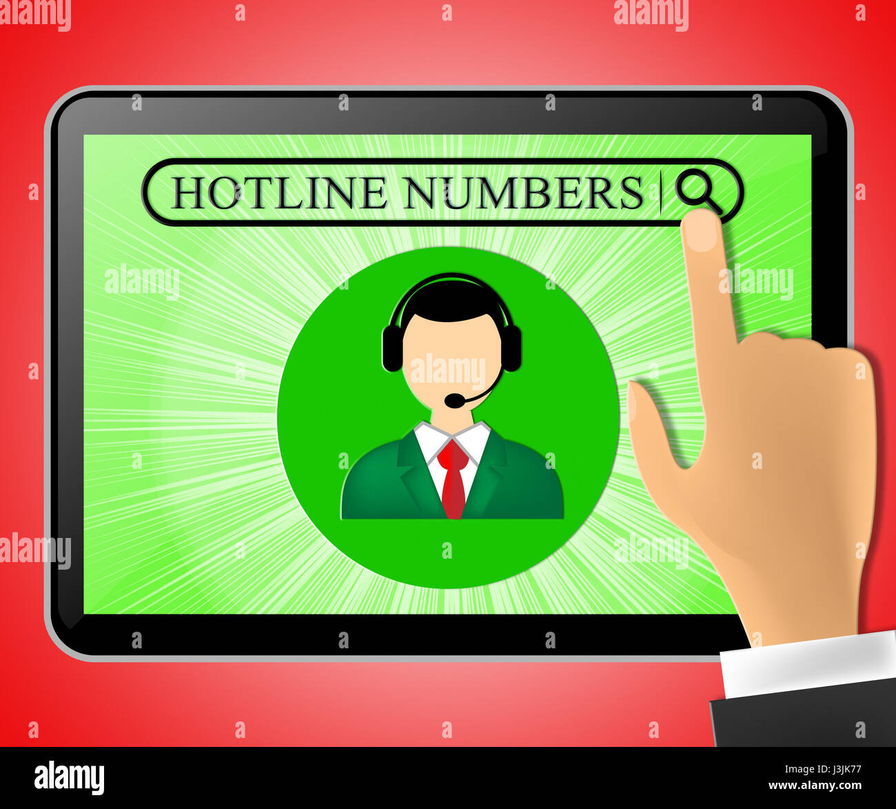 Hotline Numbers Tablet Represents Online Help 3d Illustration Stock ...