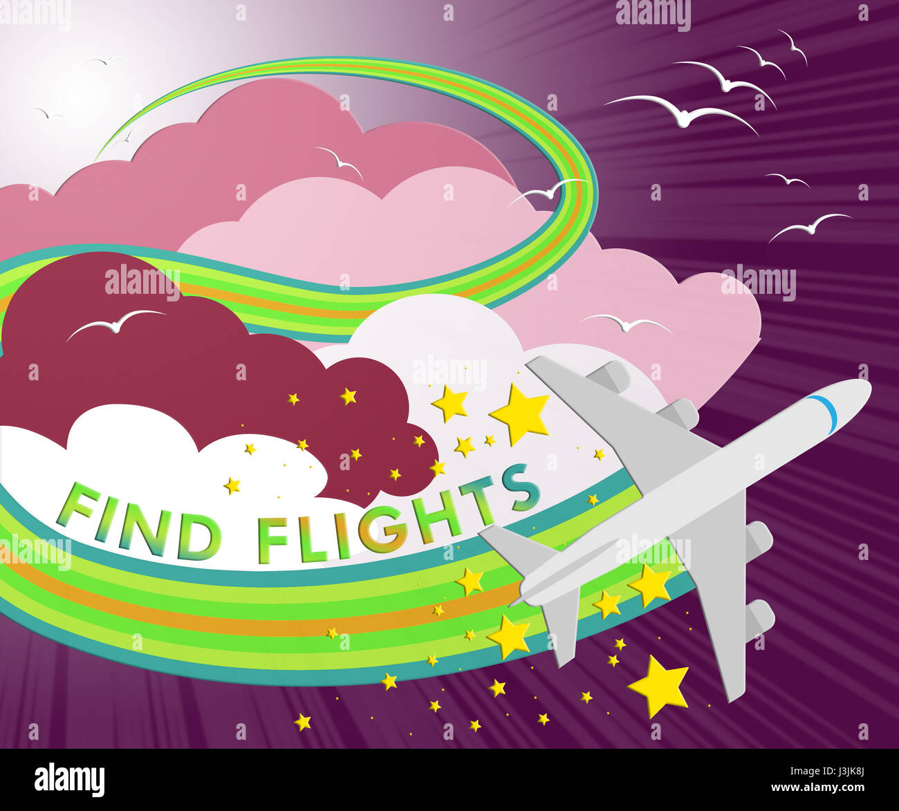 Find Flights Plane Showing Flight Searching 3d Illustration Stock Photo ...