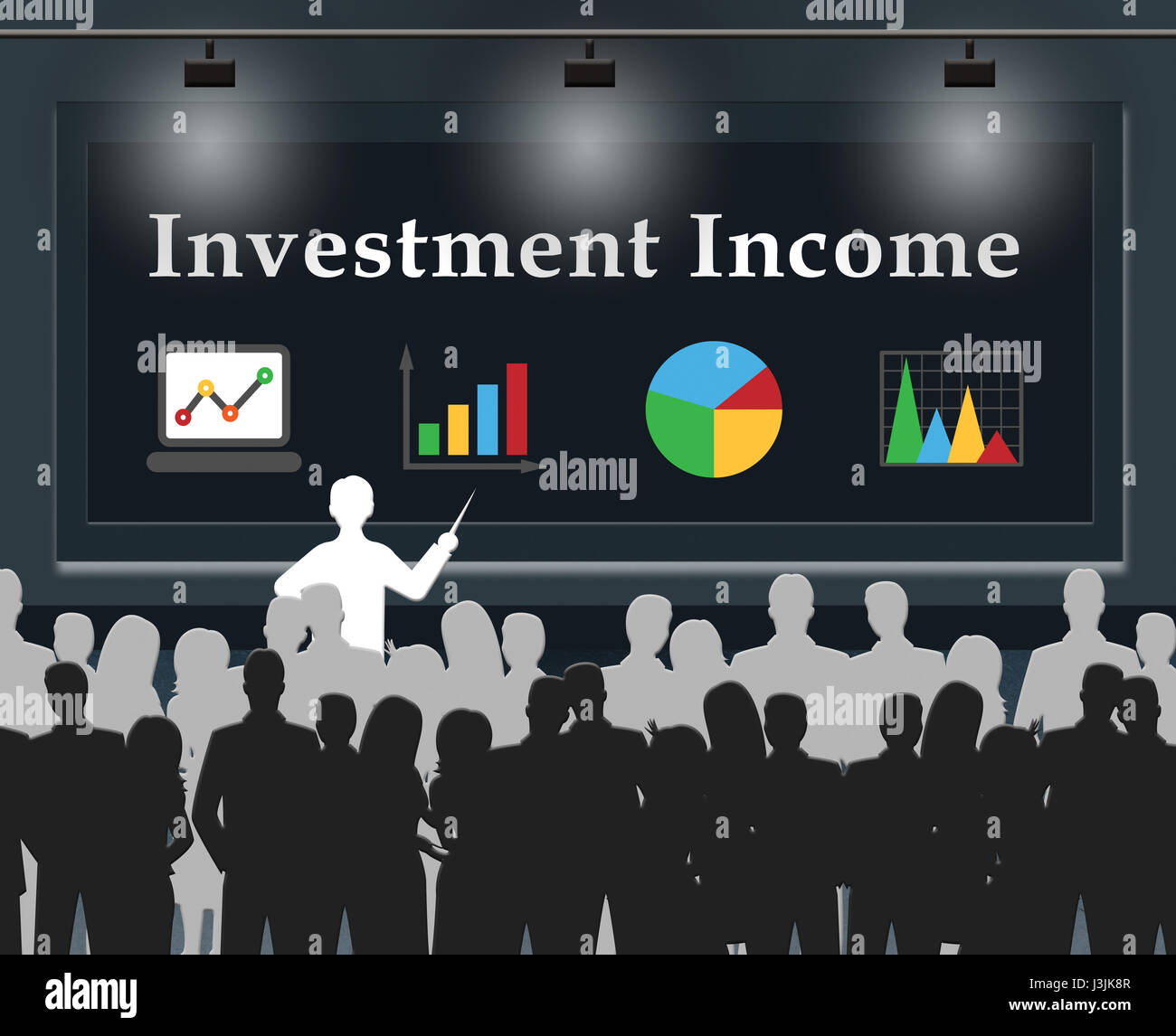 Investment Income Meaning Investing Roi 3d Illustration Stock Photo - Alamy