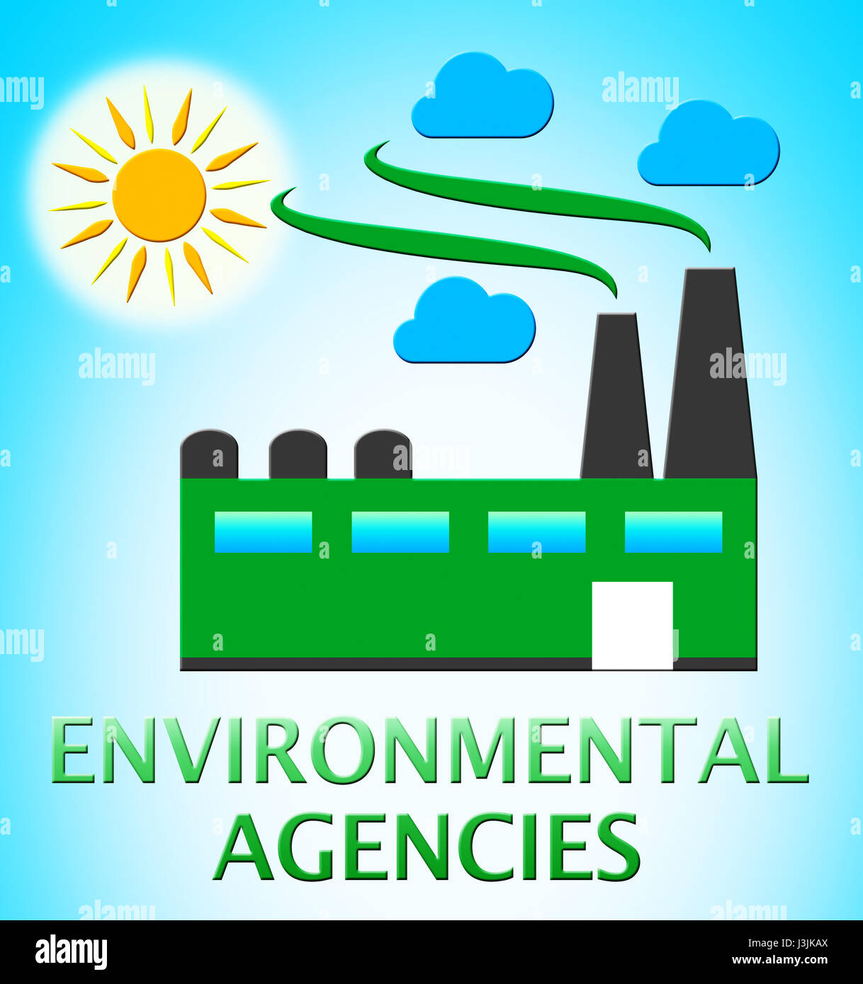 Environment Agencies Factory Represents Nature 3d Illustration Stock ...