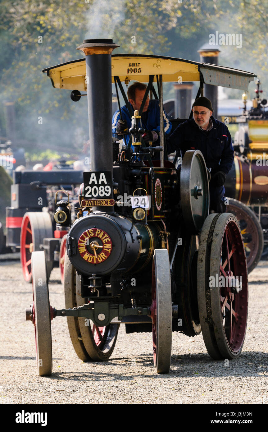 Traction engines at a steam fair emit lots of smoke and steam Stock ...