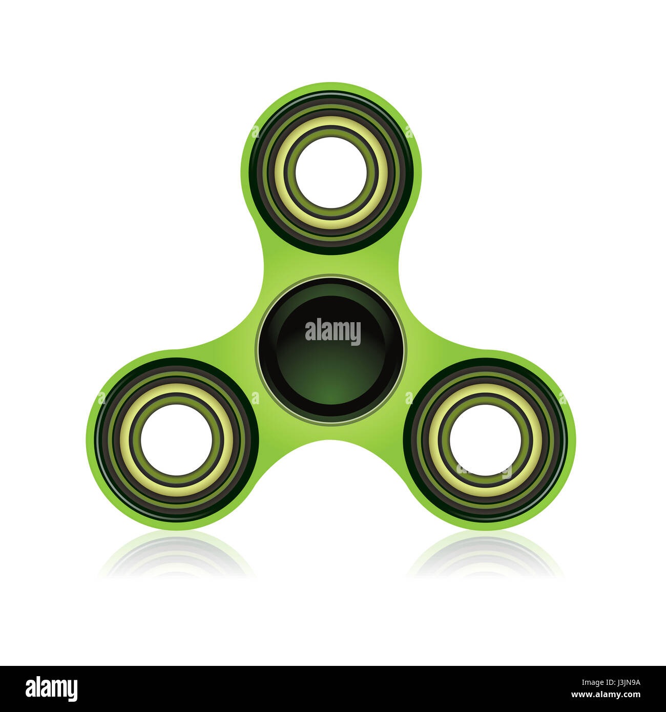 A green fidget spinner hand toy isolated on a white background ...