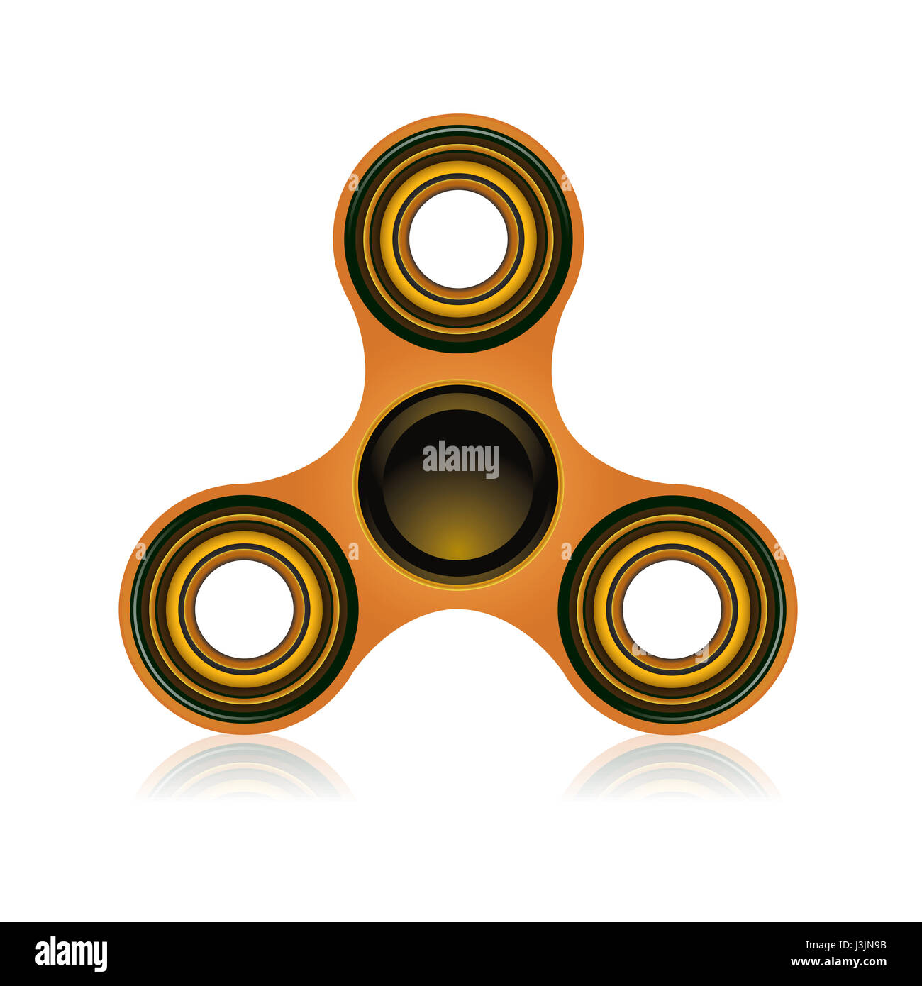 An orange fidget spinner hand toy isolated on a white background ...