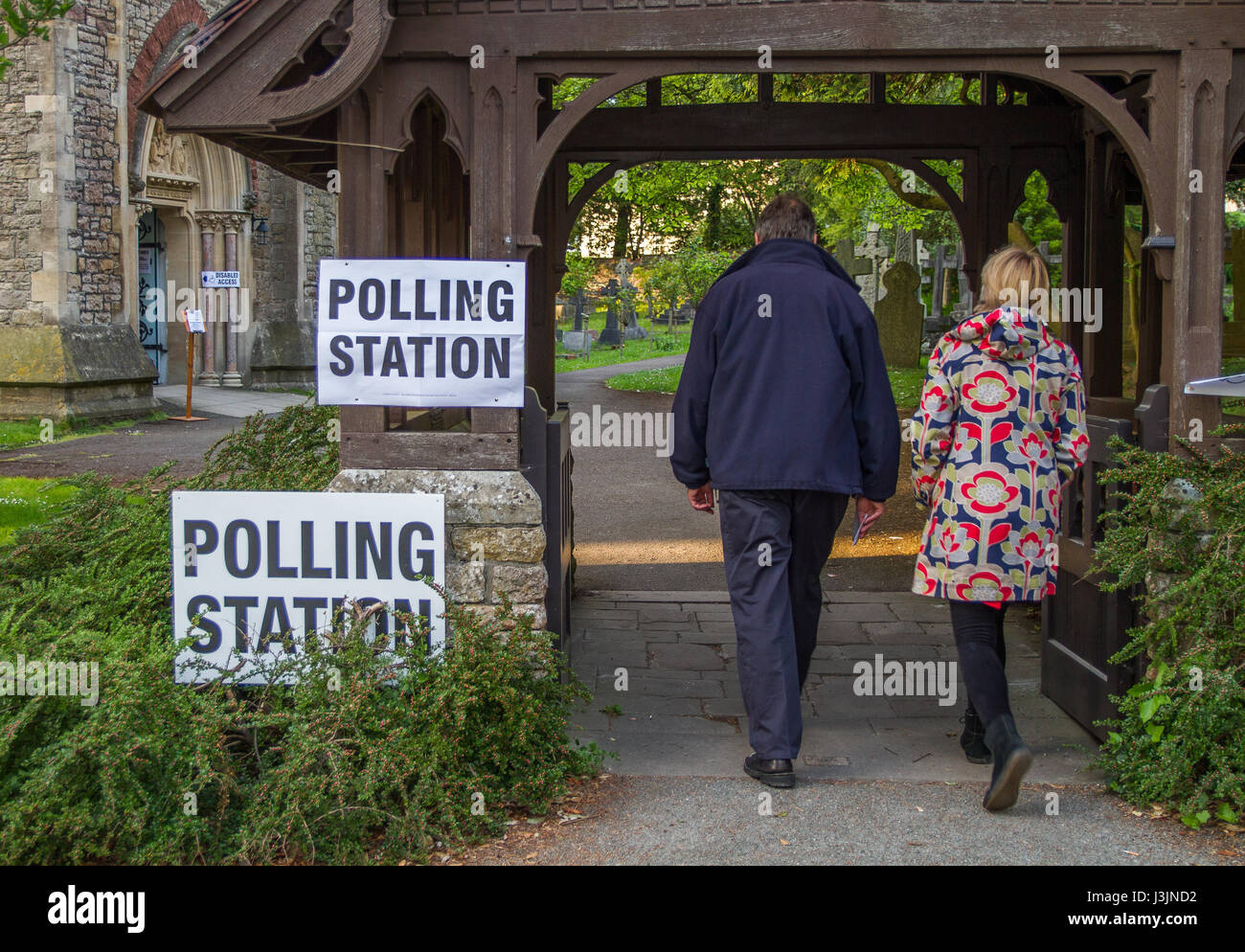 Polling poll station sign general election UK Stock Photo - Alamy