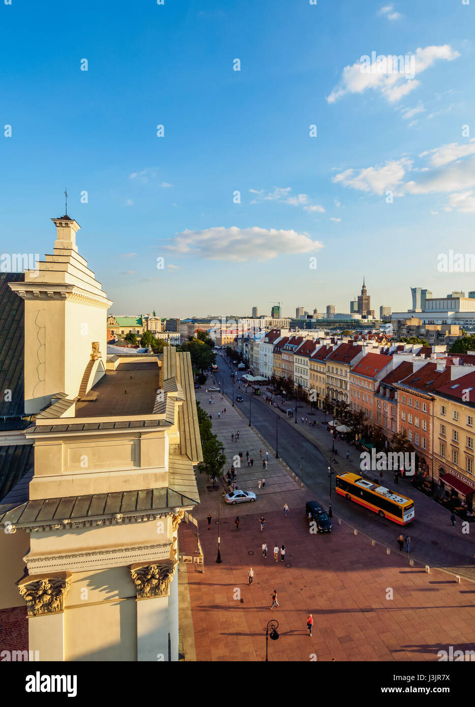 Poland, Masovian Voivodeship, Warsaw, Elevated view of the Krakowskie Przedmiescie Street Stock ...