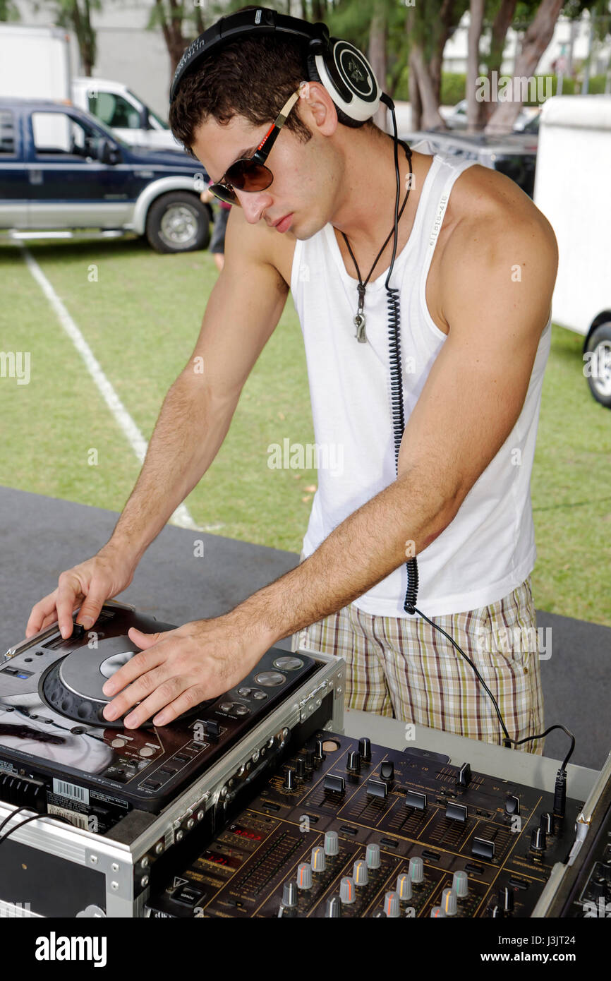 Miami Beach Florida,Flamingo Park,dj,deejay,Hispanic Latin Latino ...