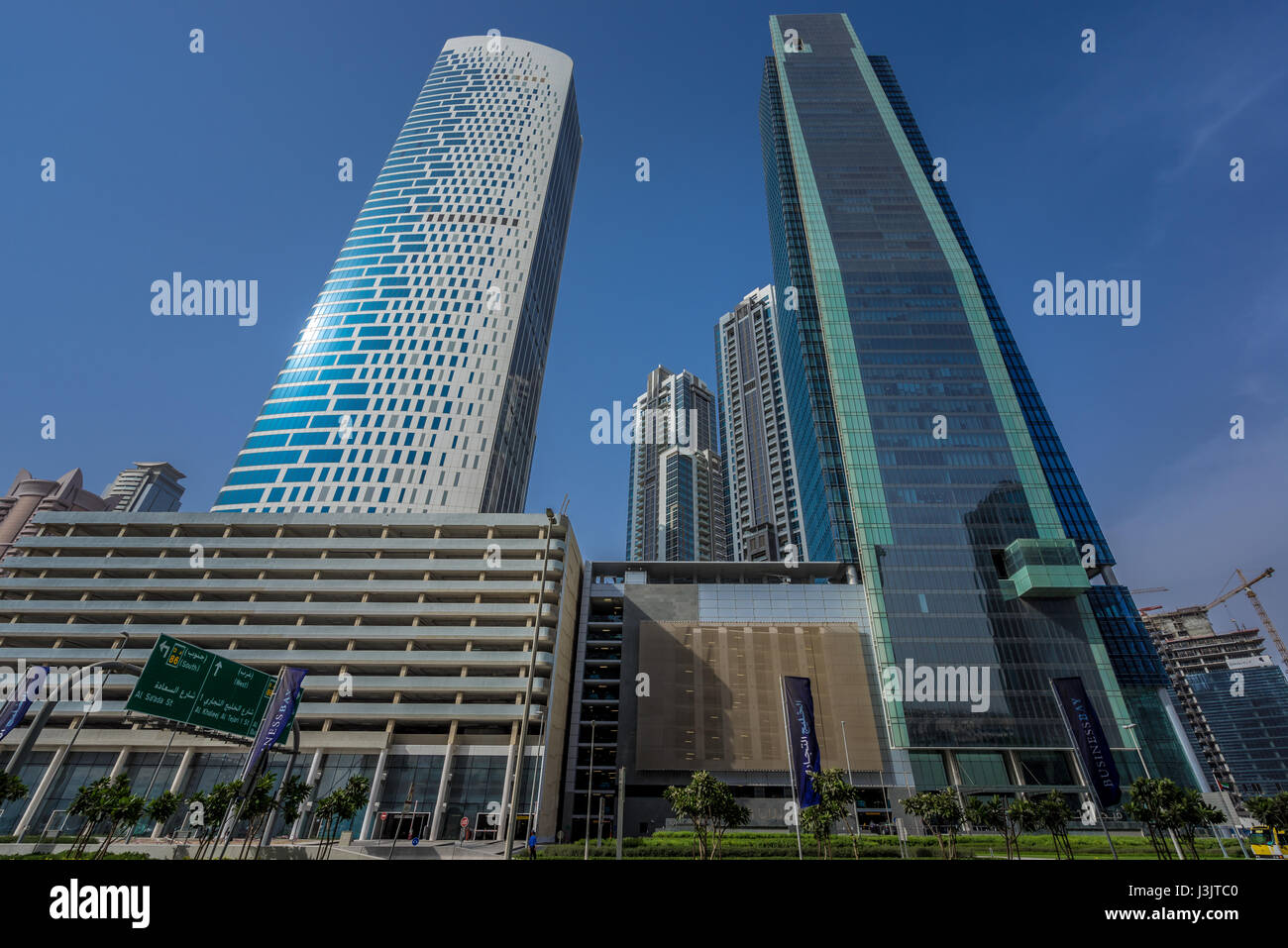 Street level view of Vision Tower, The Bay Gate Tower, and Tower M ...