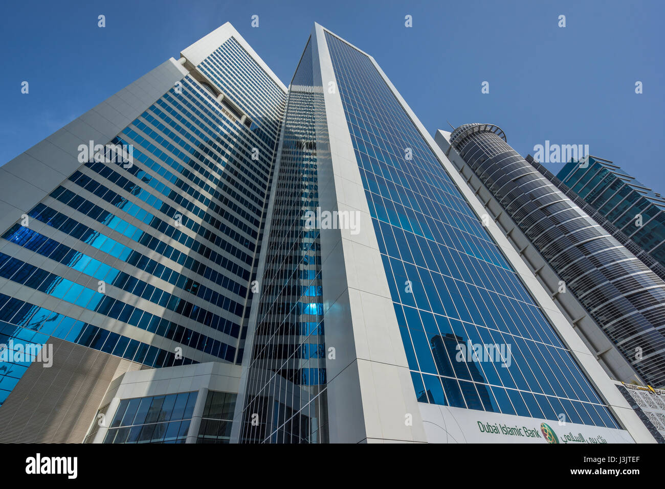 Street level view of Burlington Tower and Silver Tower. Located in Al ...