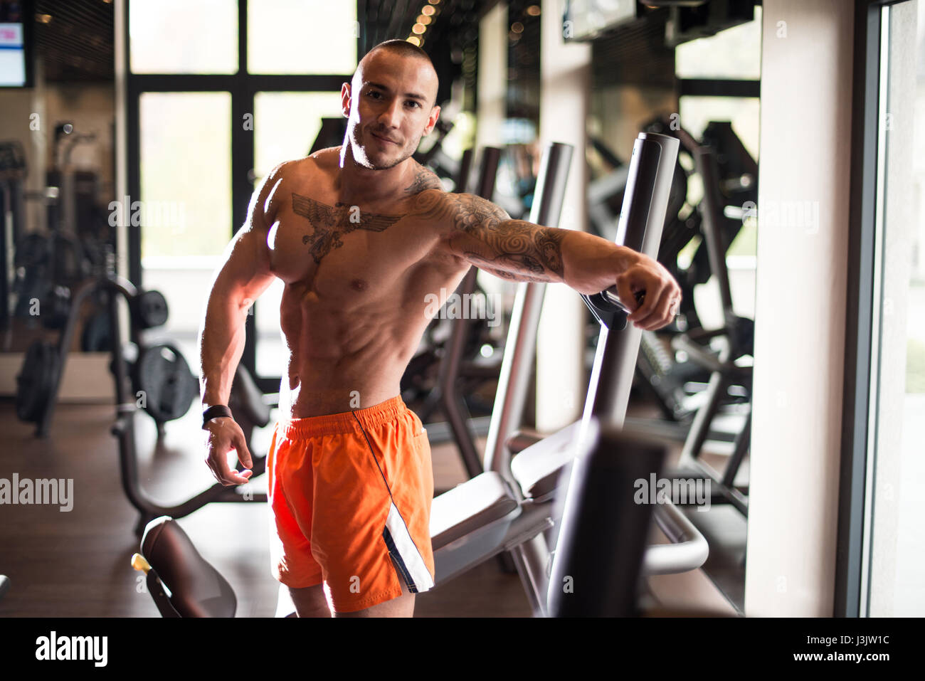 Muscular Man Resting After Exercises - Portrait Of A Physically Fit ...