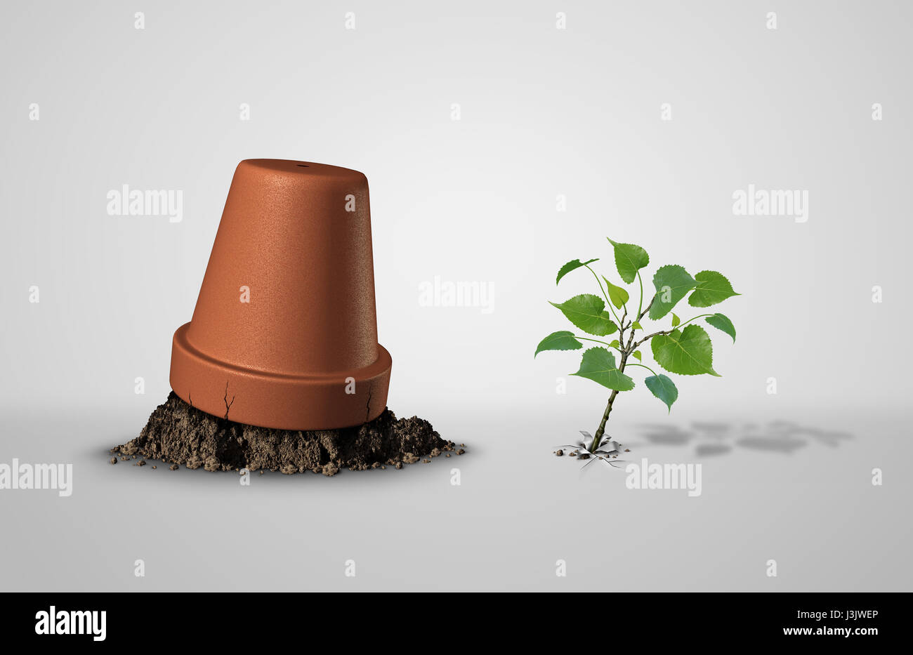 Persevere and powerful and power concept as an upside down flower pot ...