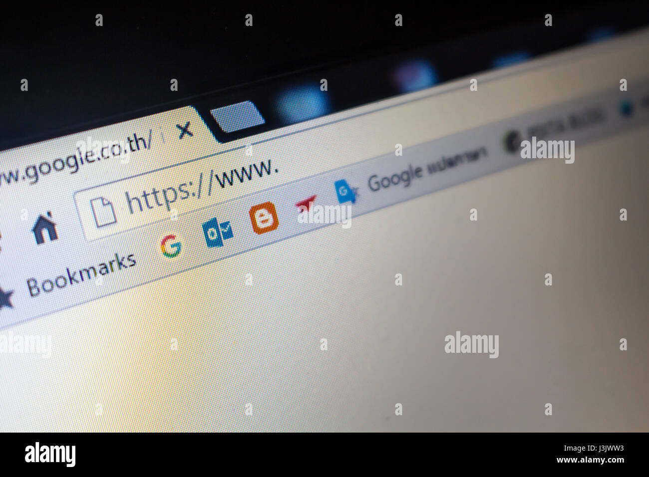 Bangkok, Thailand - January 10, 2016: web browser display closeup to ...
