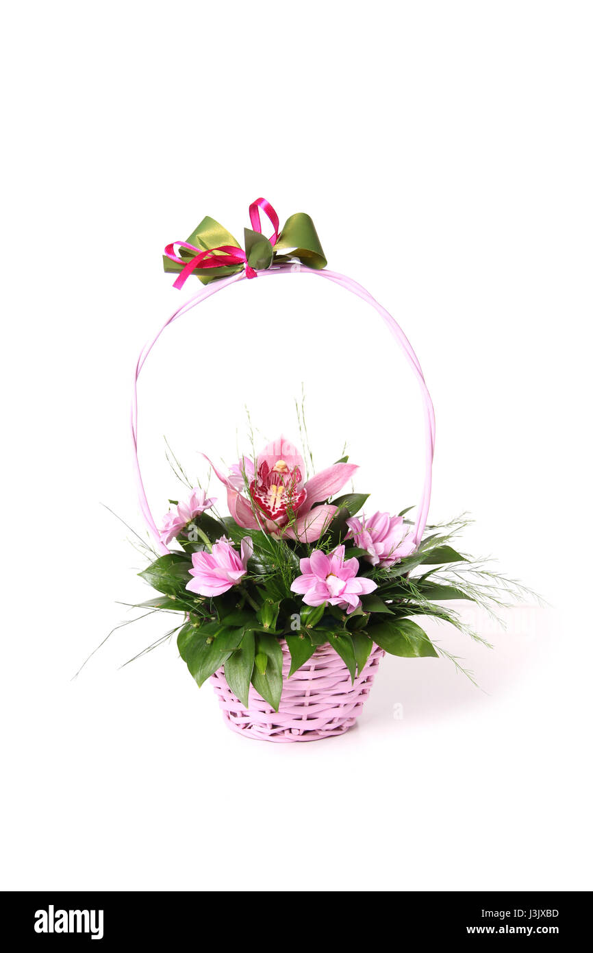 White basket pink lily hi-res stock photography and images - Alamy