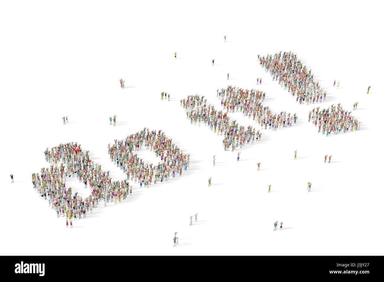 Large and diverse group of people gathered together in the shape of the ...
