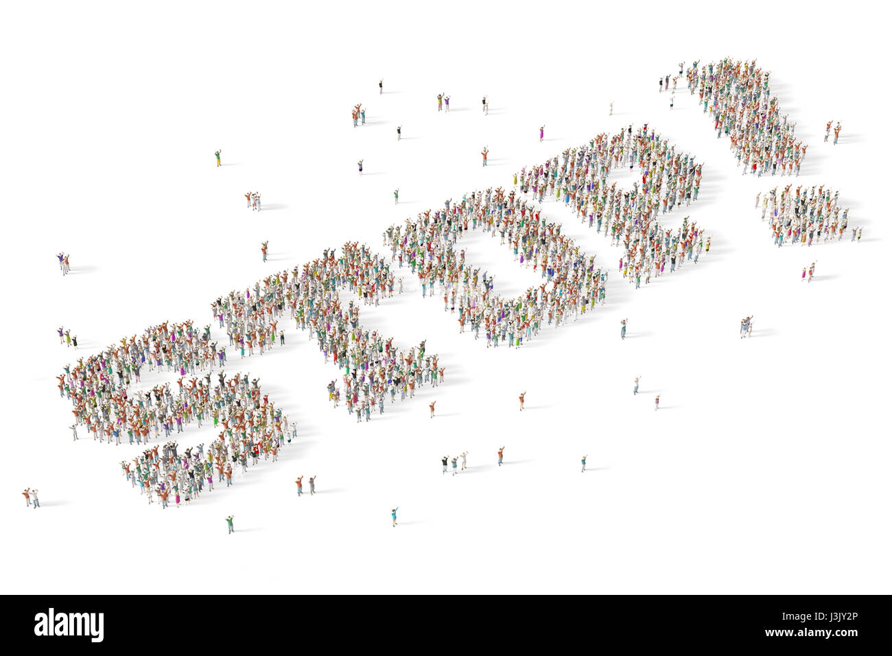Large and diverse group of people gathered together in the shape of the ...