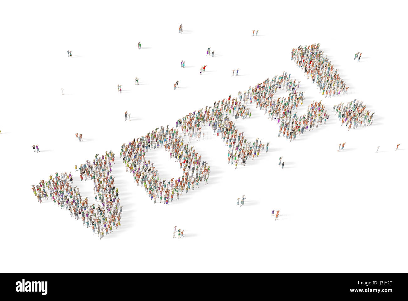 Large and diverse group of people gathered together in the shape of the ...