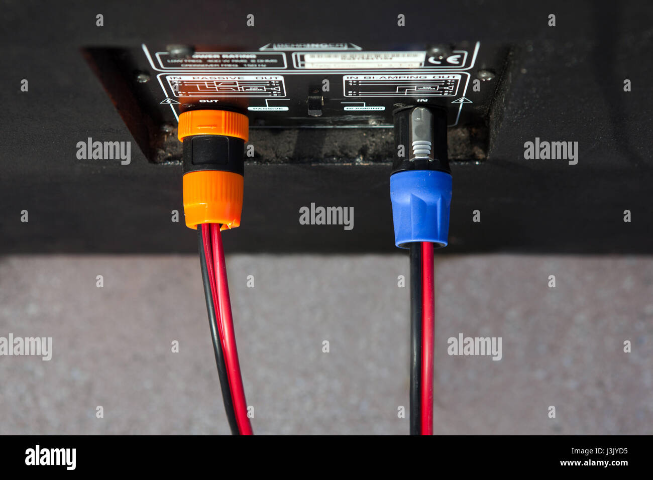 Audio plugs with the wire.Connection cables connect amplifier and ...