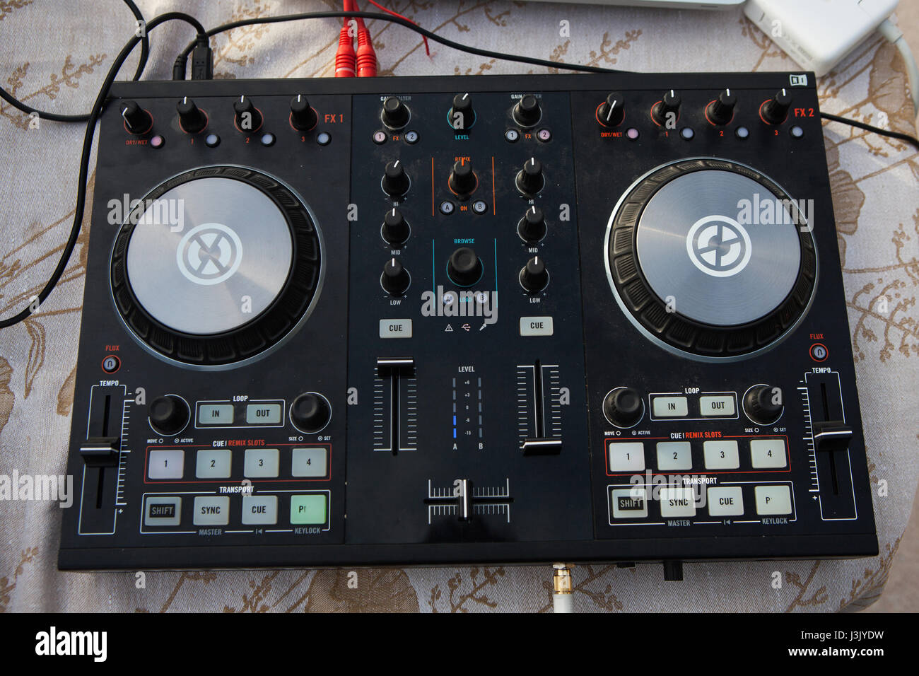 black dj mixer controller Black dj mixer controller. Closeup view Stock ...