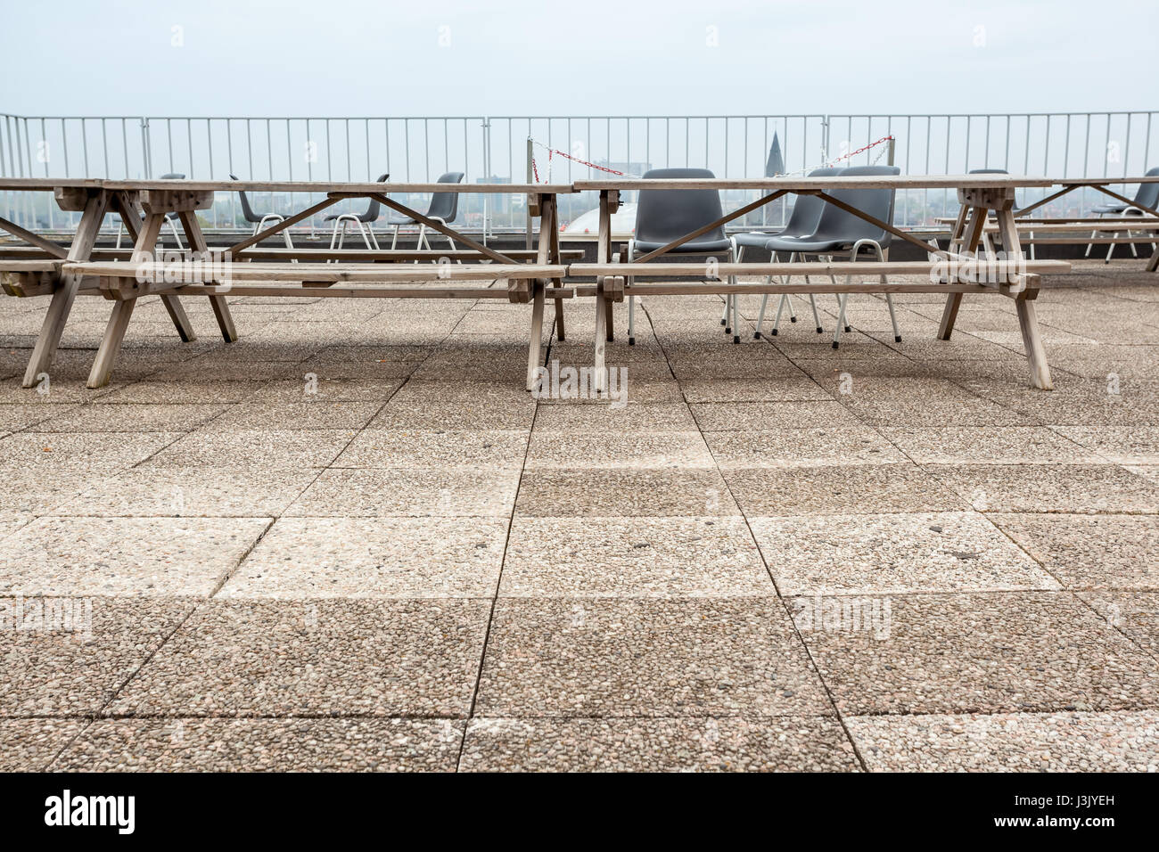 On a tall building in the city there is a large roof terrace Stock ...