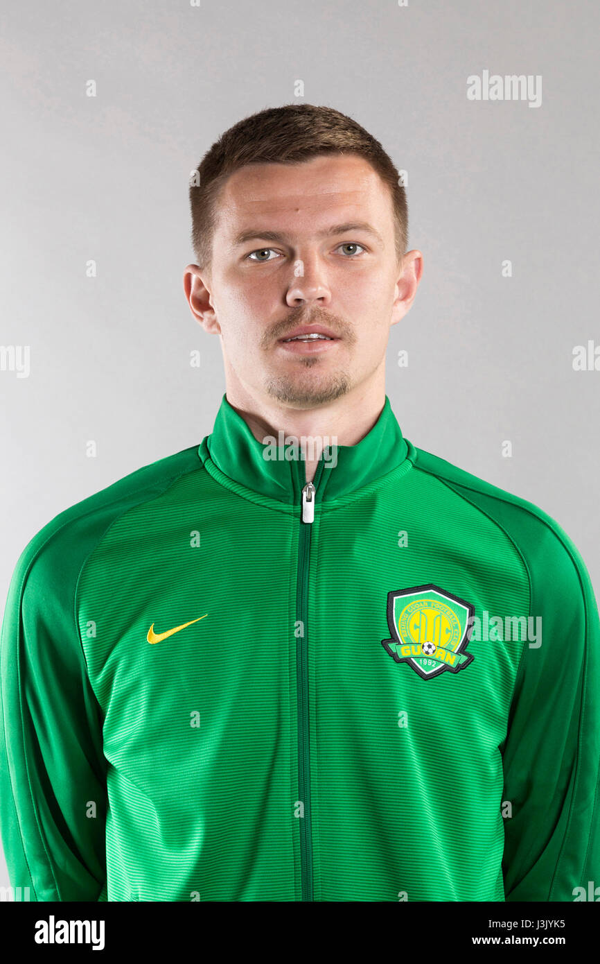 Portrait of Uzbekistani soccer player Egor Krimets of Beijing Sinobo ...