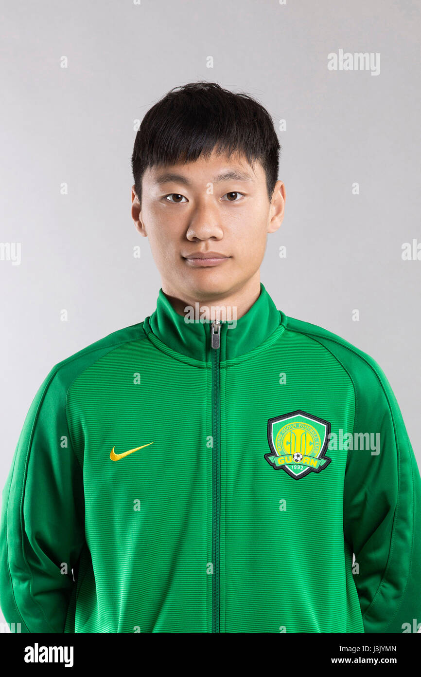 Portrait of Chinese soccer player Tang Shi of Beijing Sinobo Guoan F.C ...