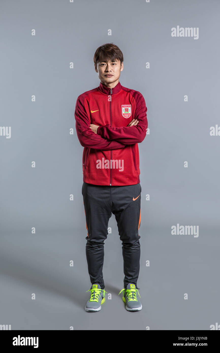 Portrait of Chinese soccer player Du Zhenyu of Changchun Yatai F.C. for ...