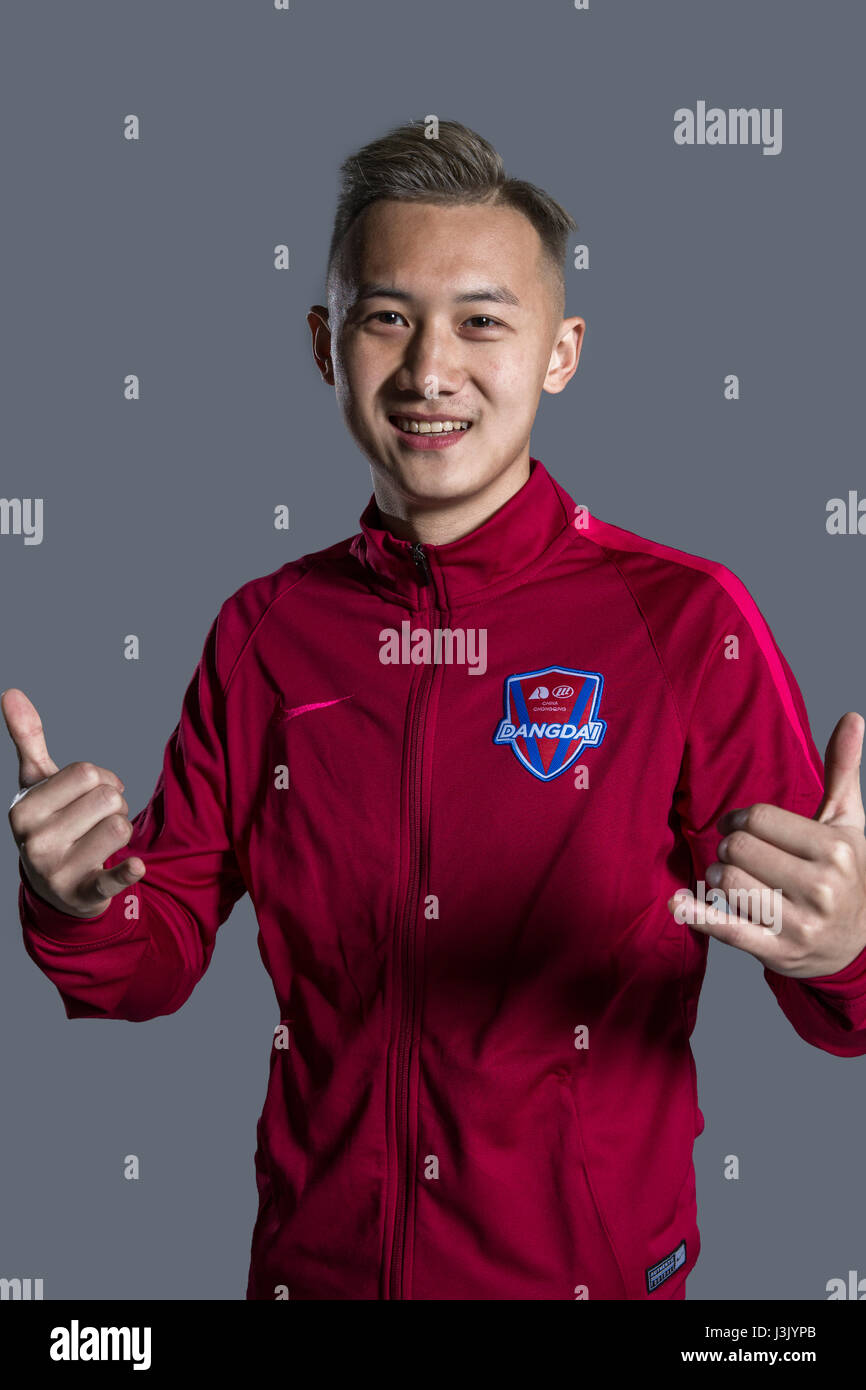 Portrait of Chinese soccer player Feng Jing of Chongqing Dangdai Lifan ...
