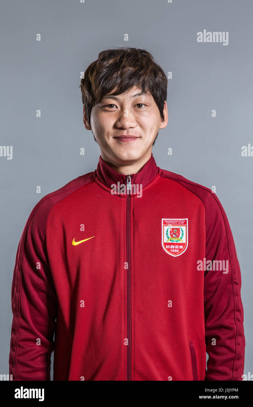 Portrait of Chinese soccer player Pei Shuai of Changchun Yatai F.C. for ...
