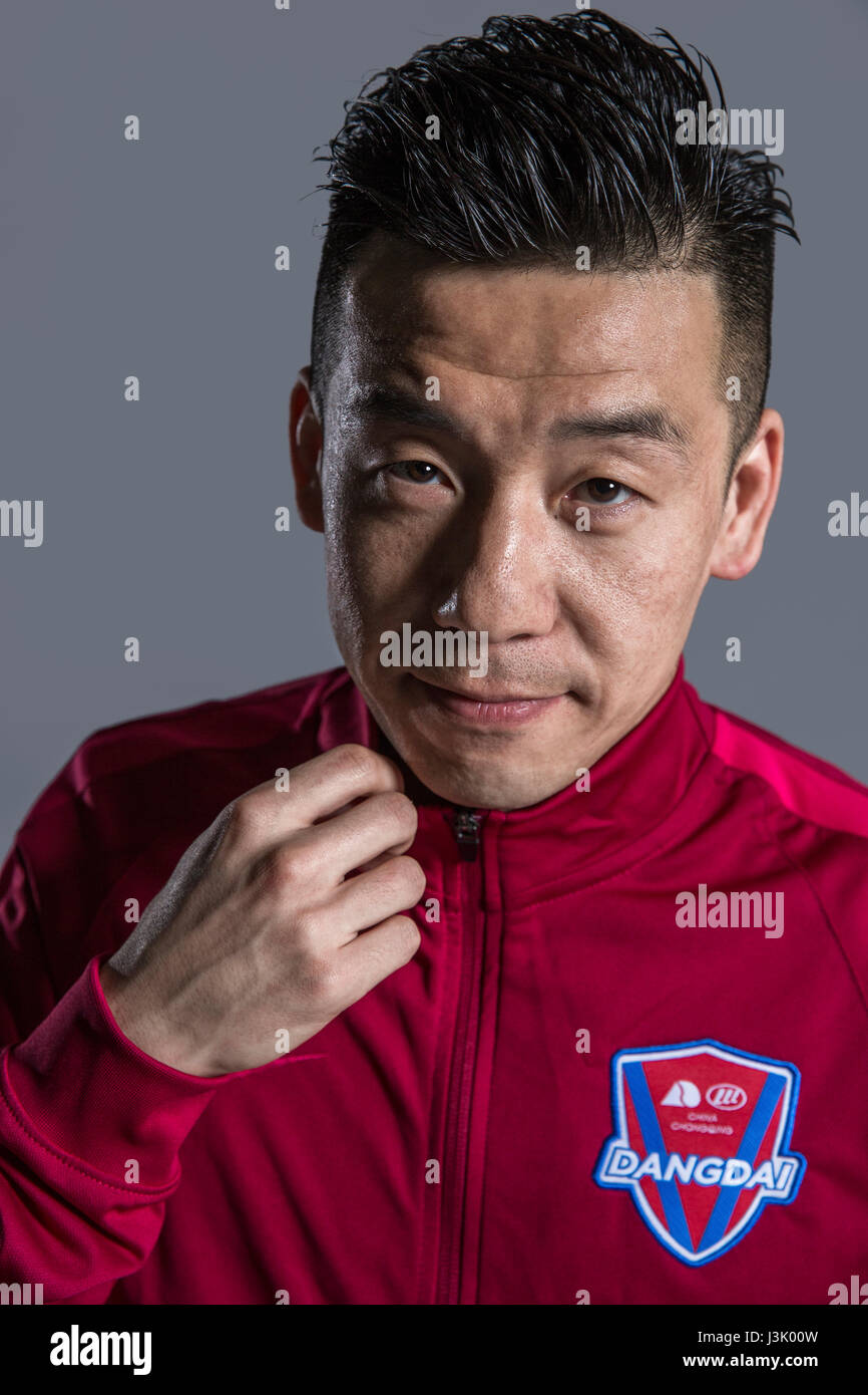 Portrait of Chinese soccer player Ding Jie of Chongqing Dangdai Lifan F ...