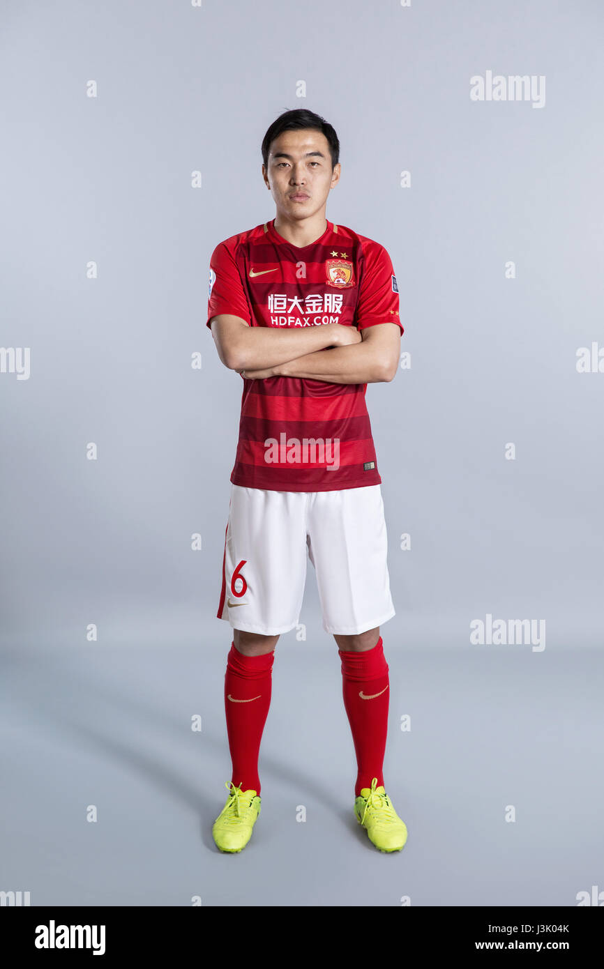 Portrait of Chinese soccer player Feng Xiaoting of Guangzhou Evergrande ...