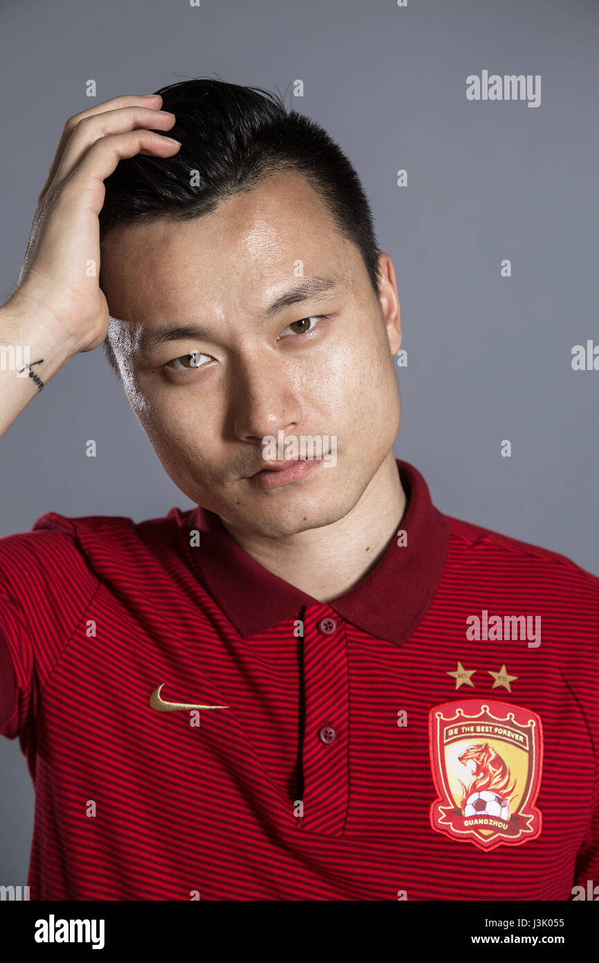 Portrait of Chinese soccer player Gao Lin of Guangzhou Evergrande ...