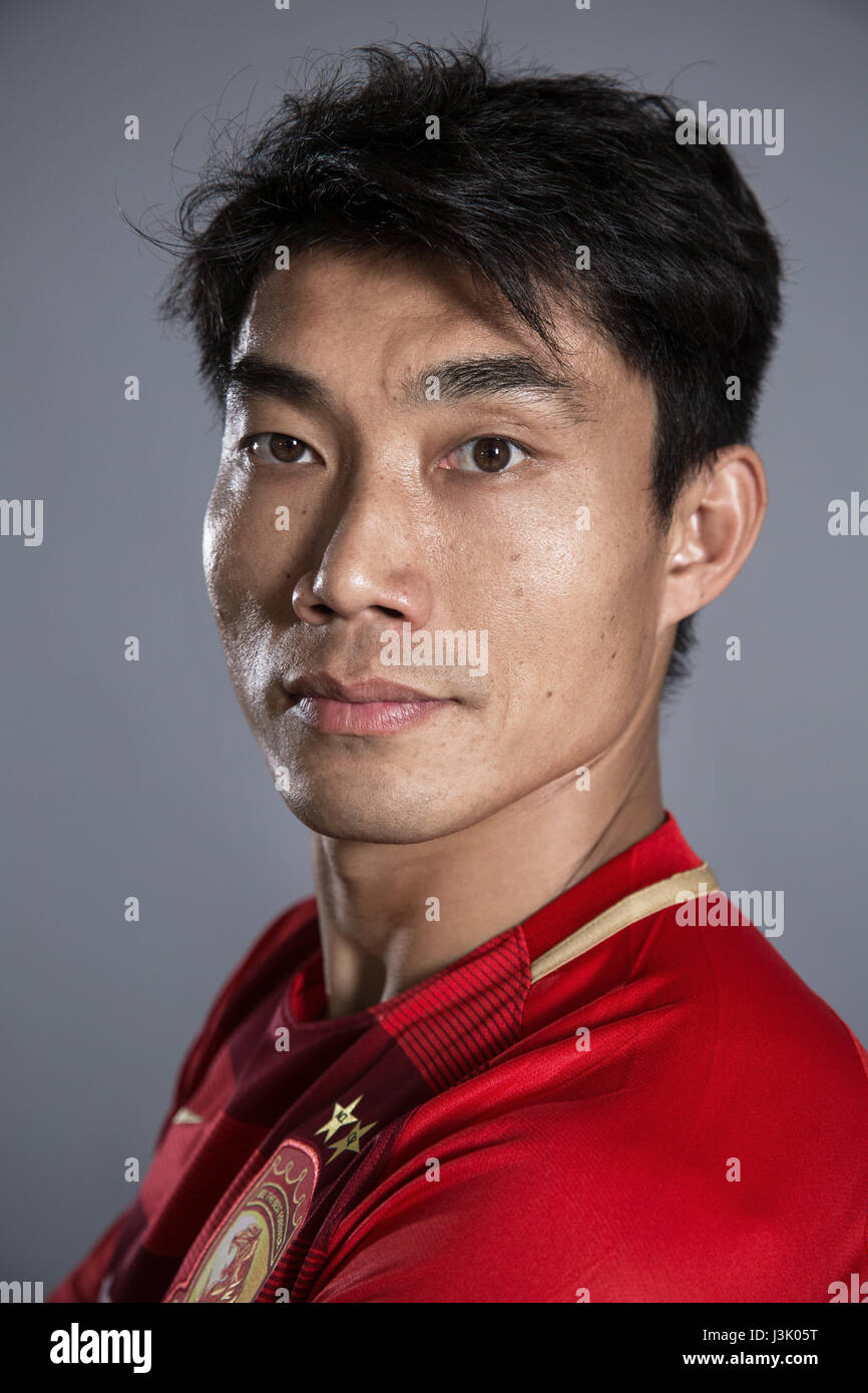 Portrait of Chinese soccer player Zheng Zhi of Guangzhou Evergrande ...