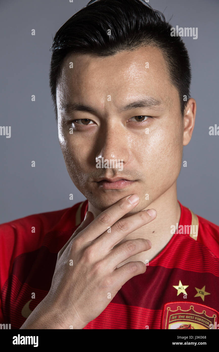 Portrait of Chinese soccer player Gao Lin of Guangzhou Evergrande ...