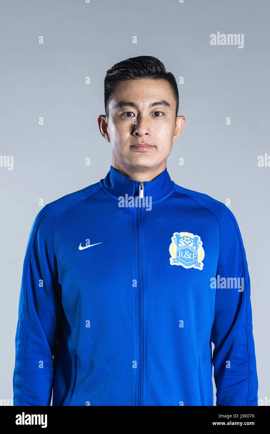 Portrait of Chinese soccer player Han Feng of Guangzhou R&F F.C. for ...