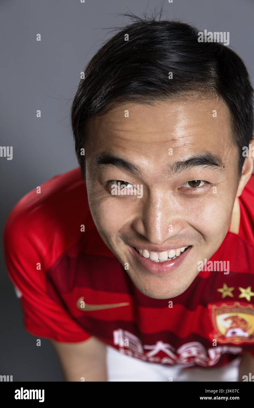 Portrait of Chinese soccer player Feng Xiaoting of Guangzhou Evergrande ...