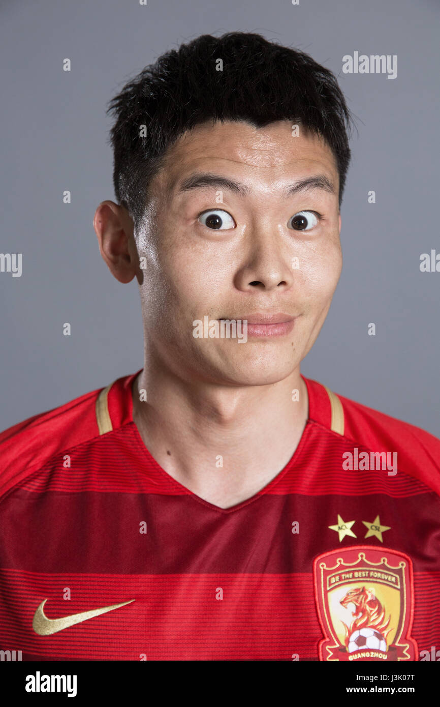 Portrait of Chinese soccer player Zhang Wenzhao of Guangzhou Evergrande Taobao F.C. for the 2017 ...