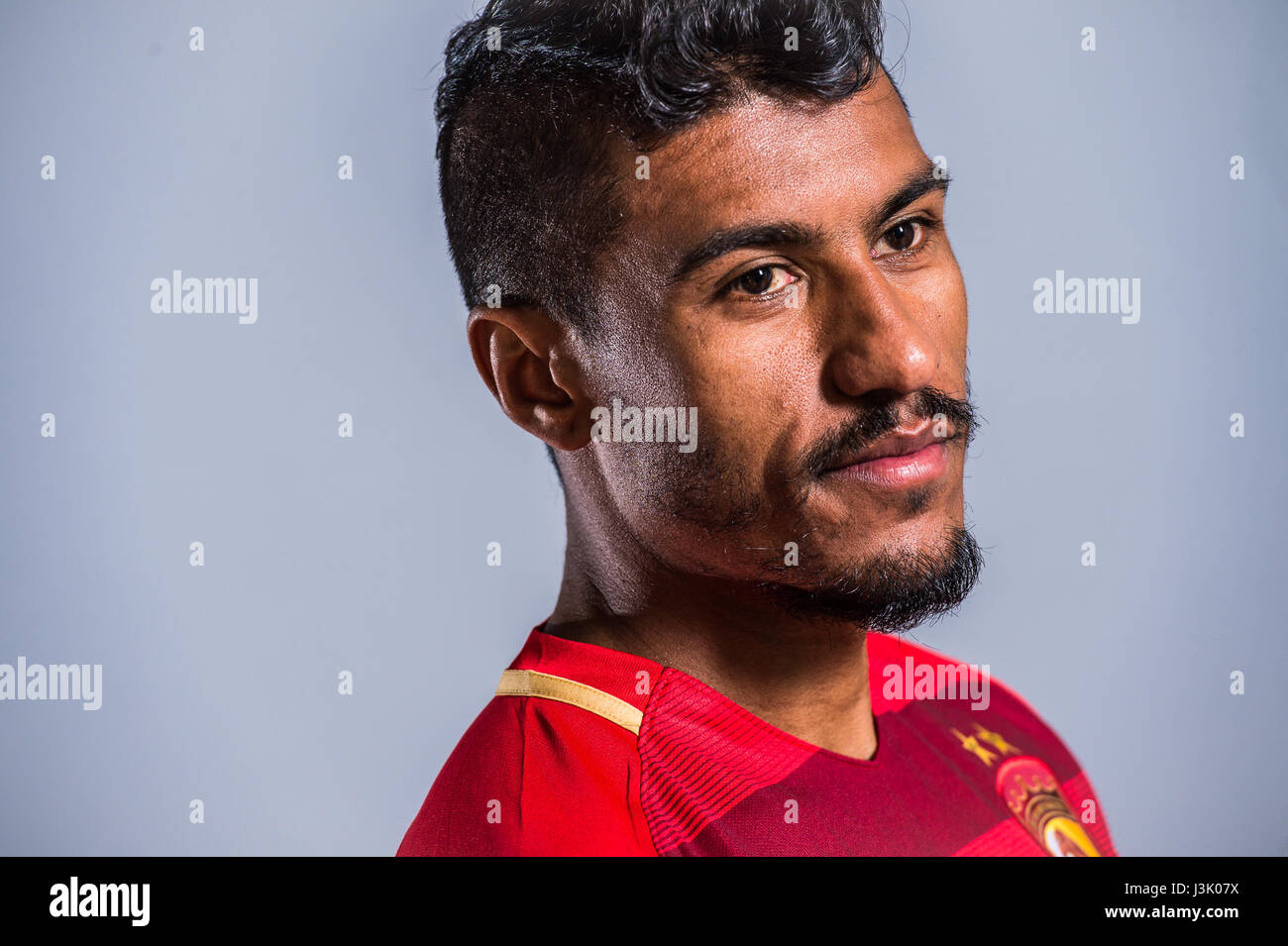 Portrait of Brazilian soccer player Paulinho of Guangzhou Evergrande ...