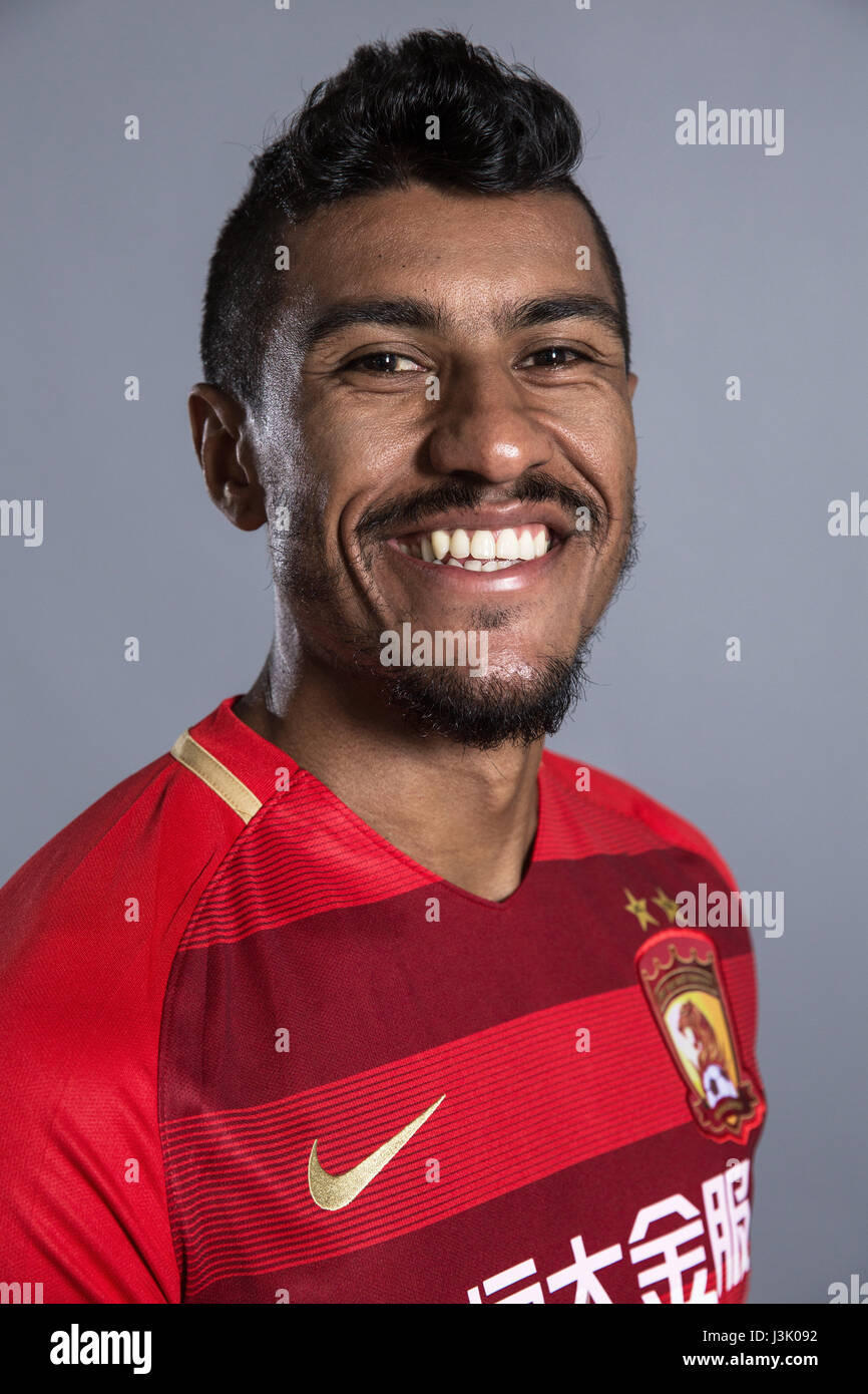 Portrait of Brazilian soccer player Paulinho of Guangzhou Evergrande ...