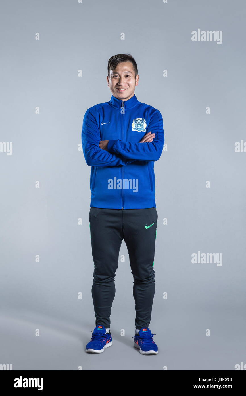 Portrait of Chinese soccer player Lu Lin of Guangzhou R&F F.C. for the ...
