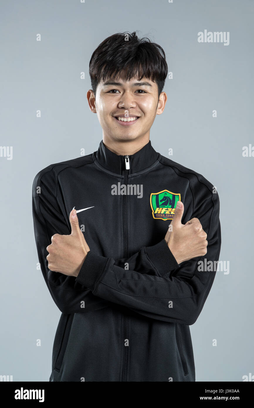 Portrait of Chinese soccer player Li Yingjian of Guizhou Hengfeng ...